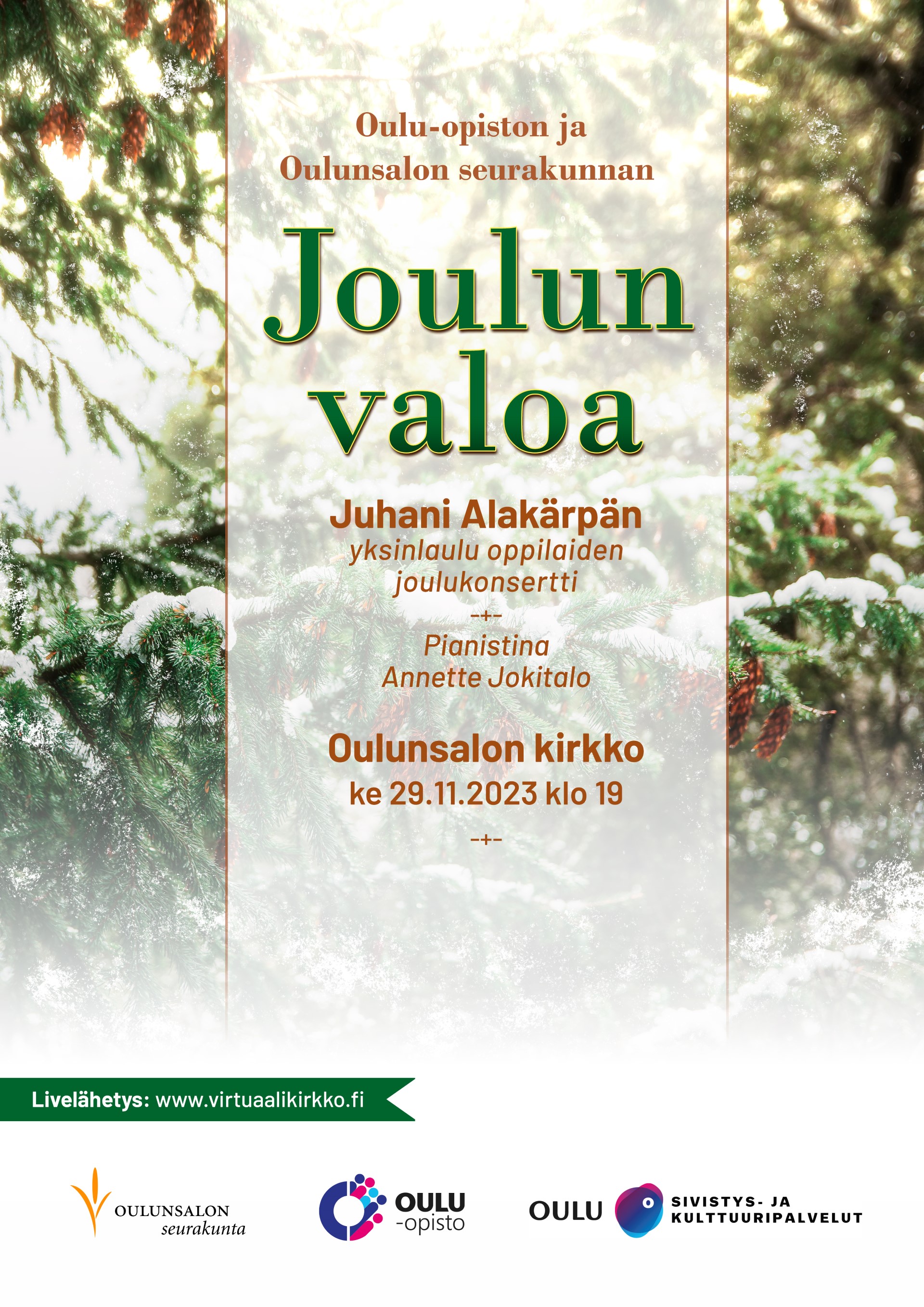 Joulun valoa konsertti Oulunsalon kirkossa ─ Virtuaalikirkko